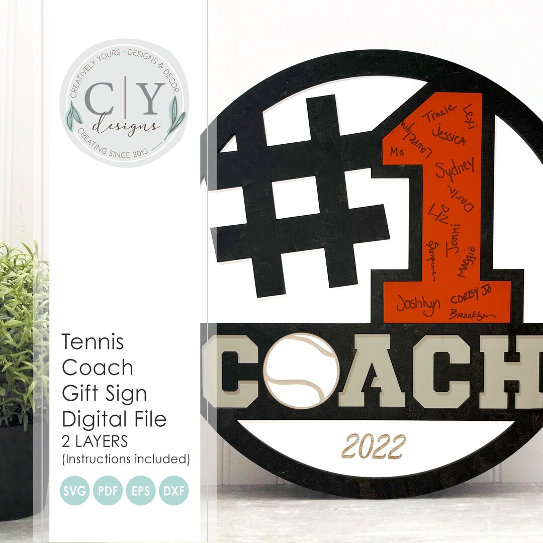 Tennis Coach Autograph Sign, SVG Digital File, Laser File - Etsy