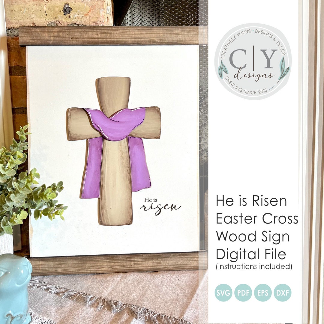He is Risen Easter Cross SVG, Wood Sign, Digital File, Laser File - Etsy