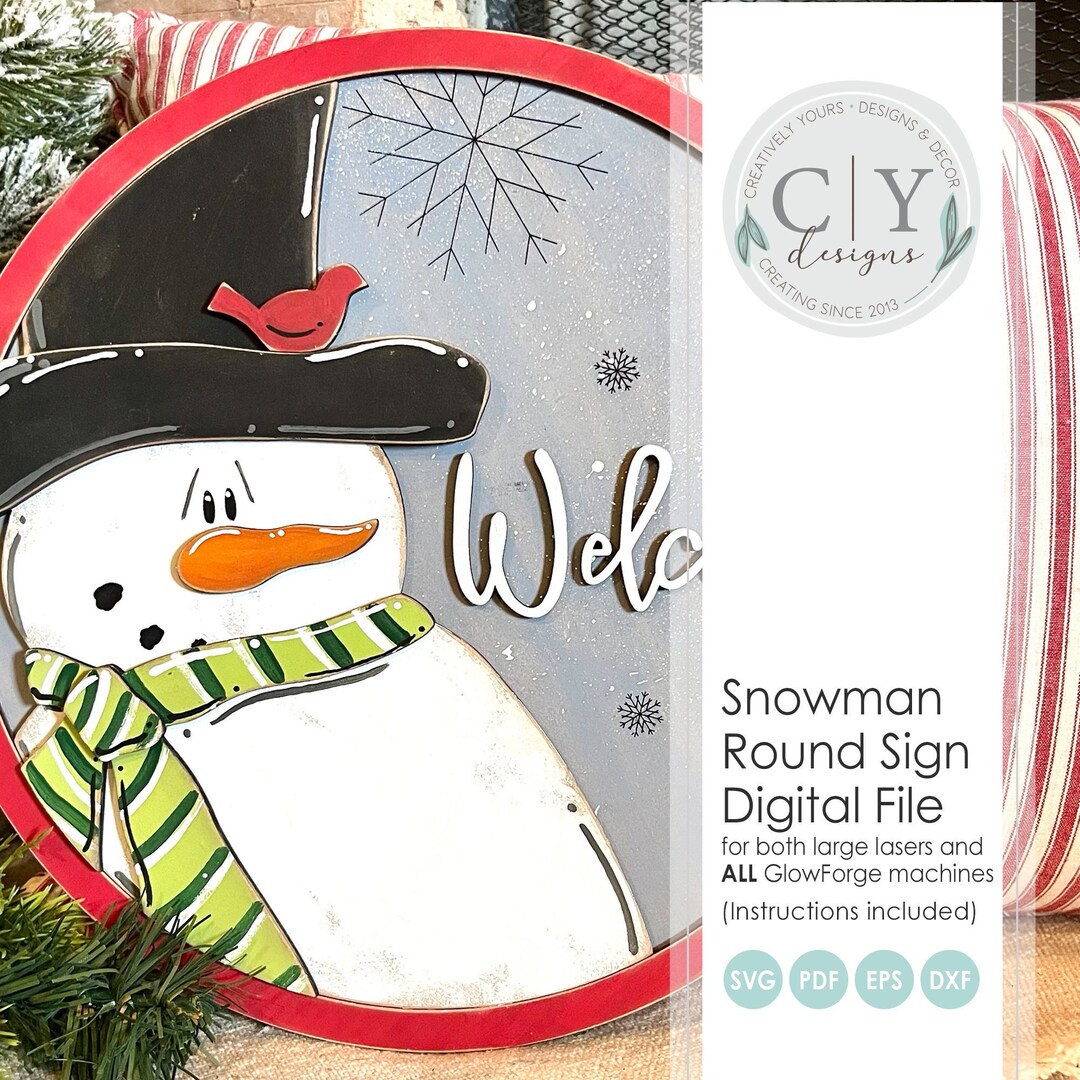 Snowman Round Sign, SVG, Digital File, Laser File - Etsy