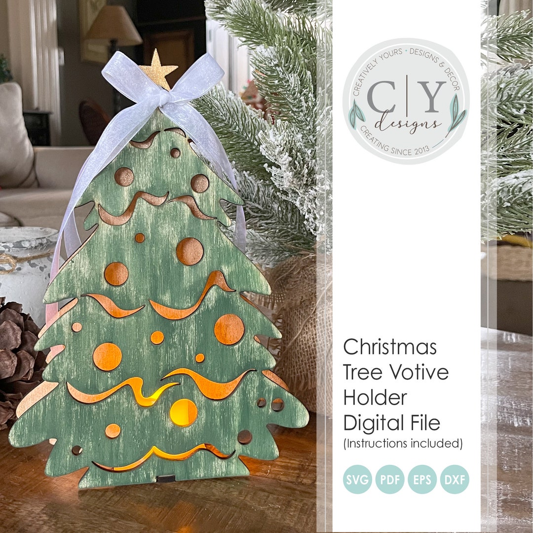 Christmas Tree Votive Holder SVG, Digital File, Laser File - Etsy