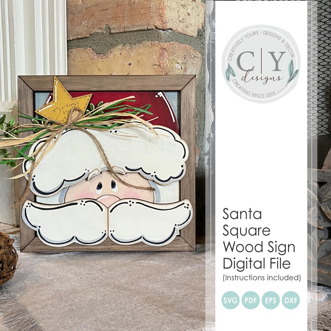 Santa Square Wood Sign SVG, Christmas Decor, Digital File, Laser File ...