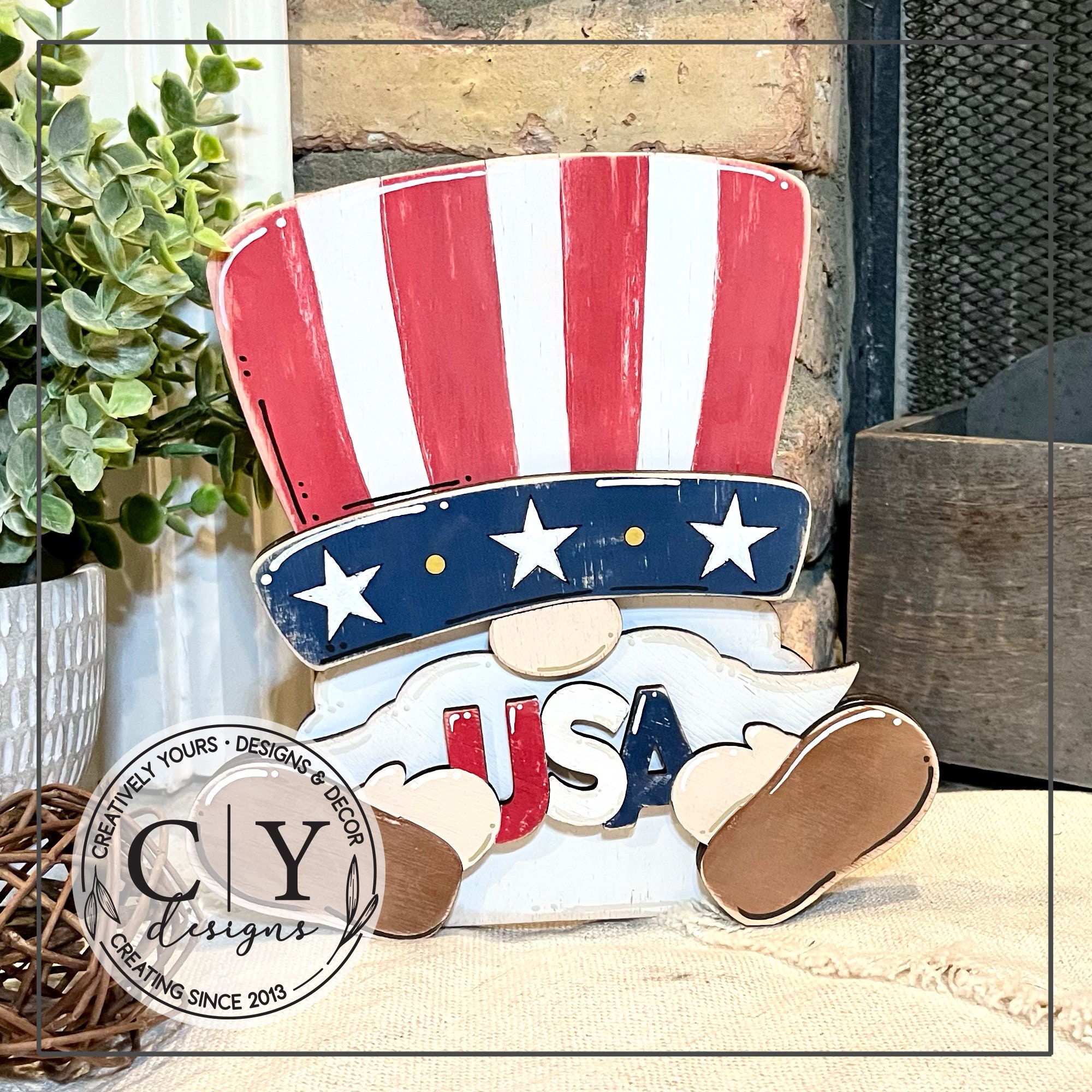 Uncle Sam USA Gnome Shelf Sitter SVG, Digital File, Laser File ...