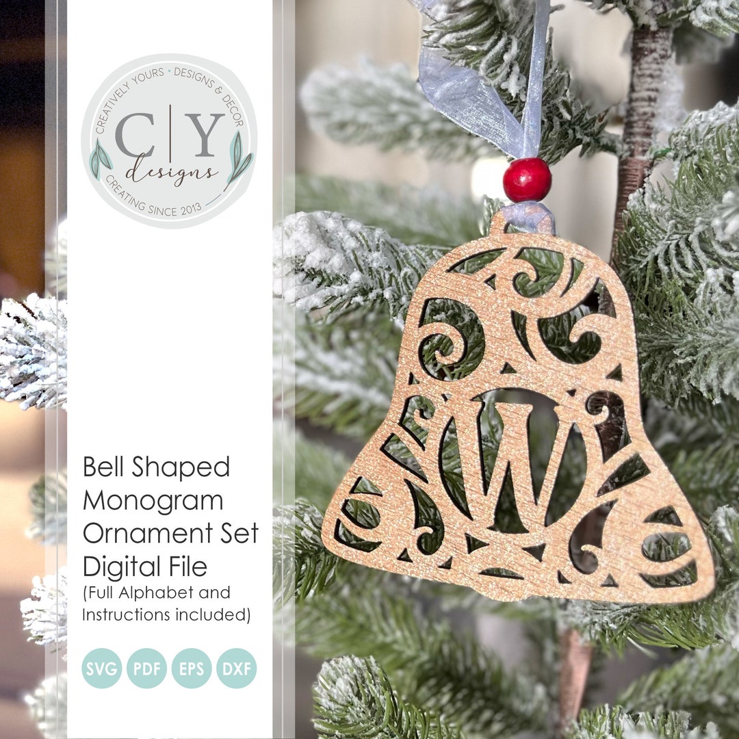 Monogram Bell Ornament Set SVG, Digital File, Laser File - Etsy