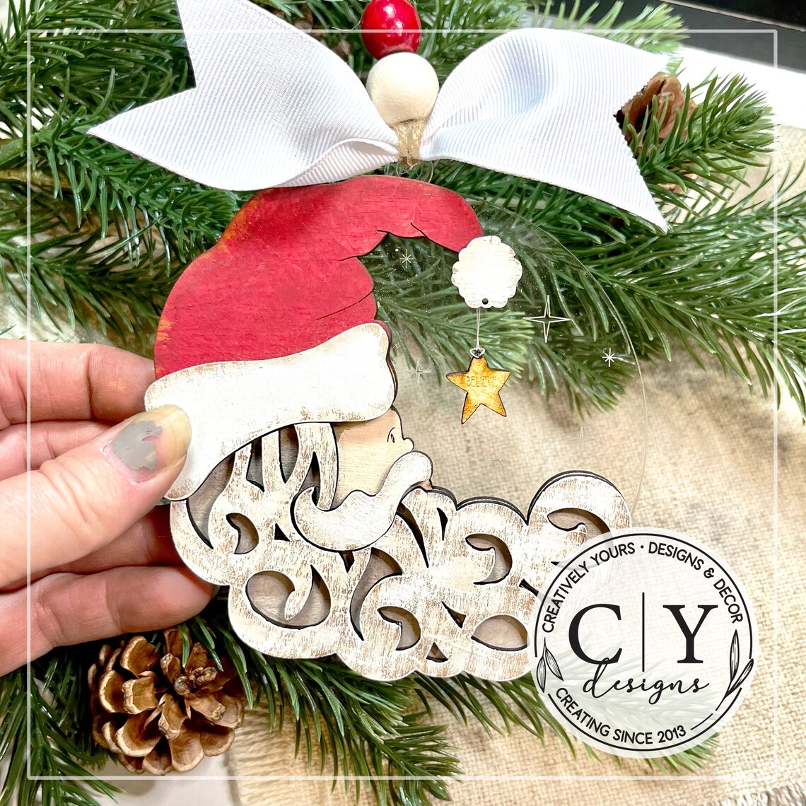 Santa Moon Ornament File SVG Digital File Laser File - Etsy