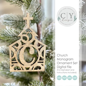Monogram Church Ornament Set SVG, Digital File, Laser File - Etsy