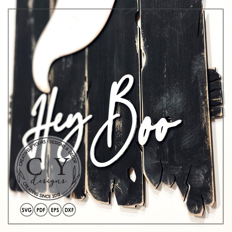 Ghost Hey Boo Sign Halloween SVG Laser File - Etsy