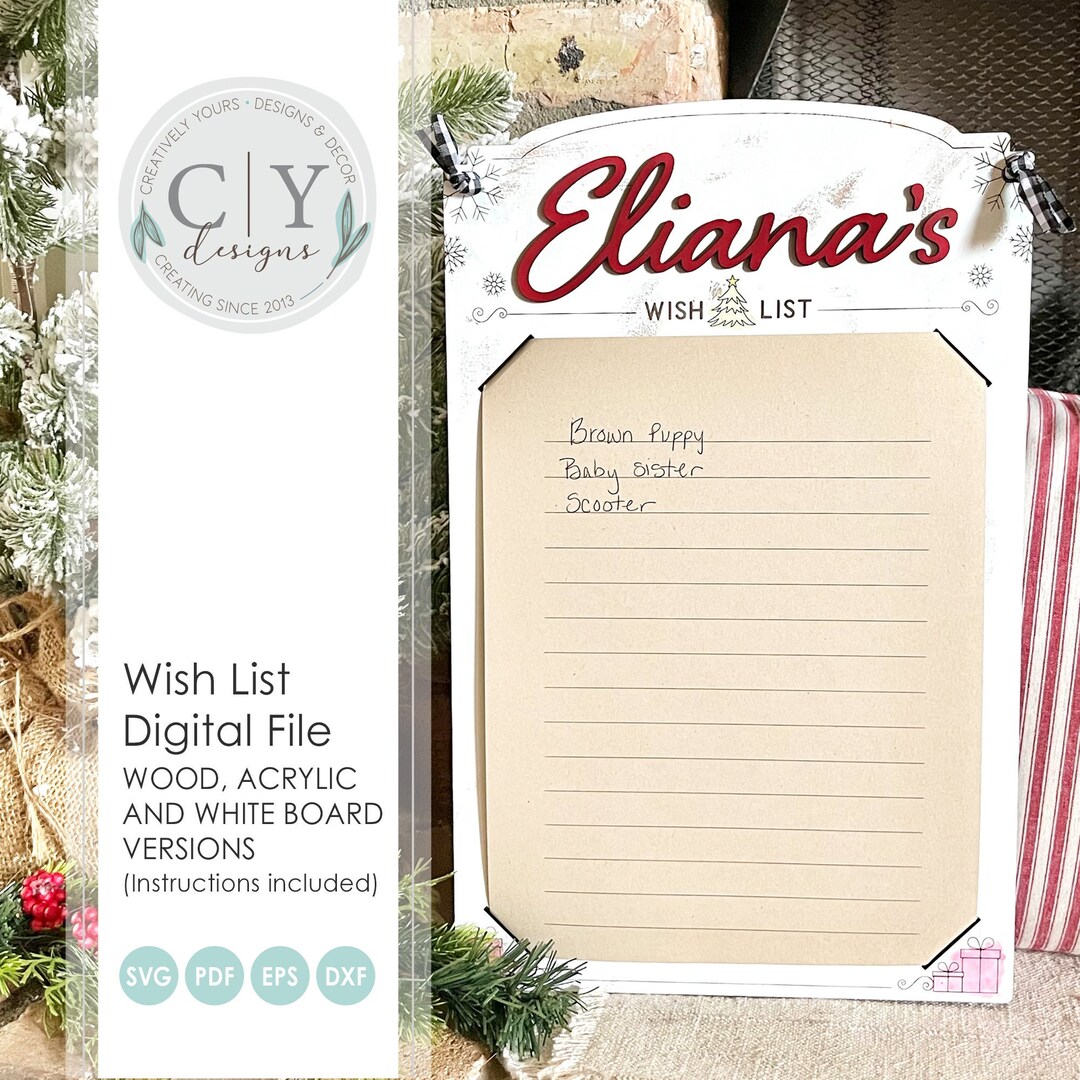 Wish List SVG, Digital File, Laser File - Etsy