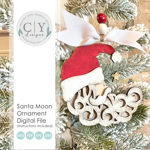 Santa Moon Ornament File SVG Digital File Laser File - Etsy