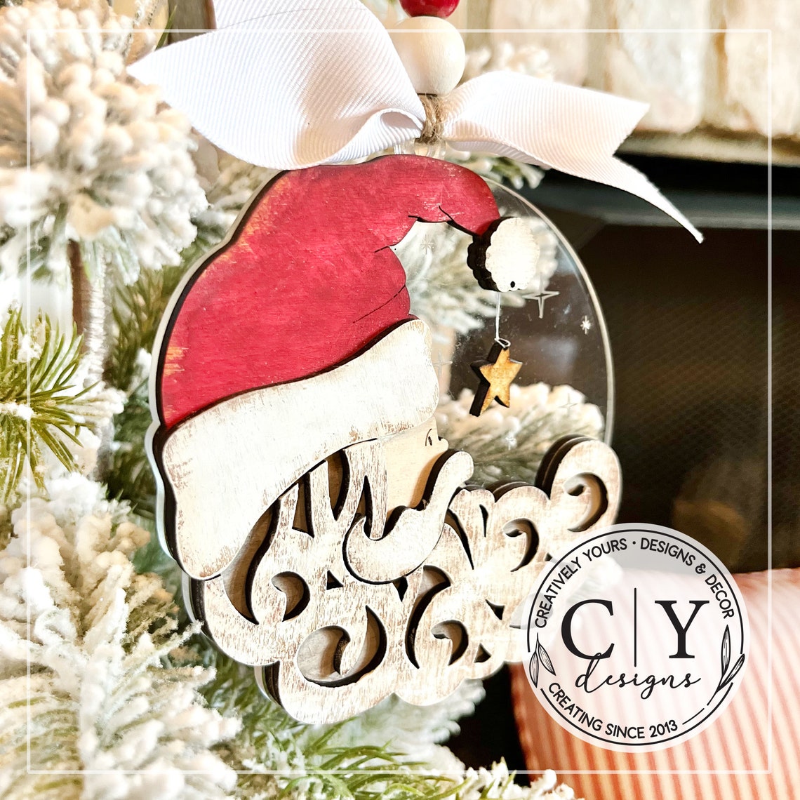 Santa Moon Ornament File SVG Digital File Laser File - Etsy