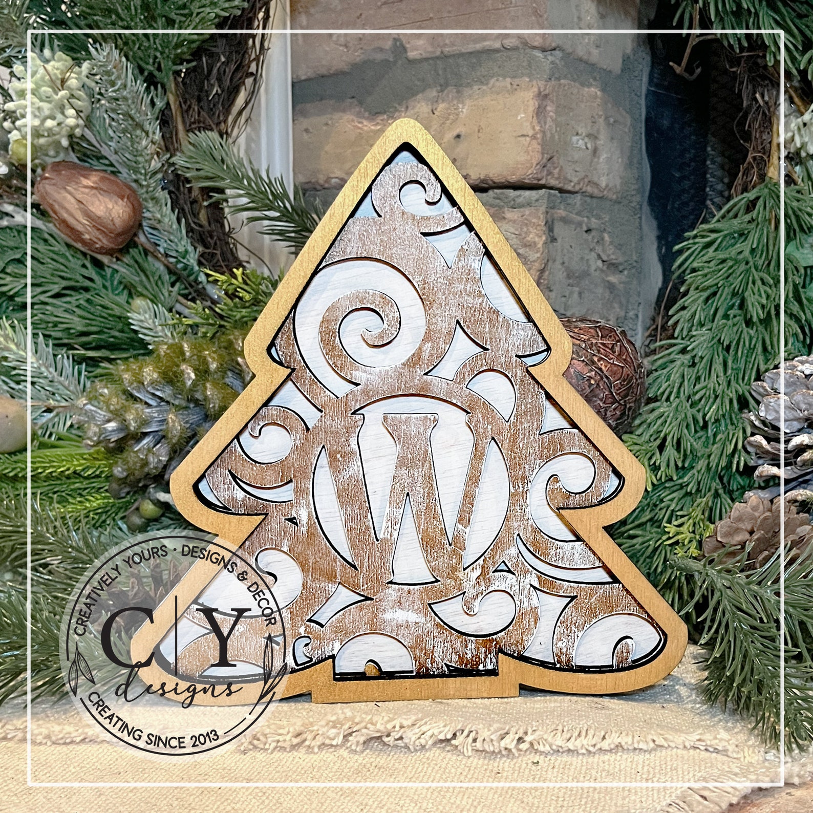Christmas Tree Monogram Shelf Sitter Set SVG, Digital File, Laser File ...