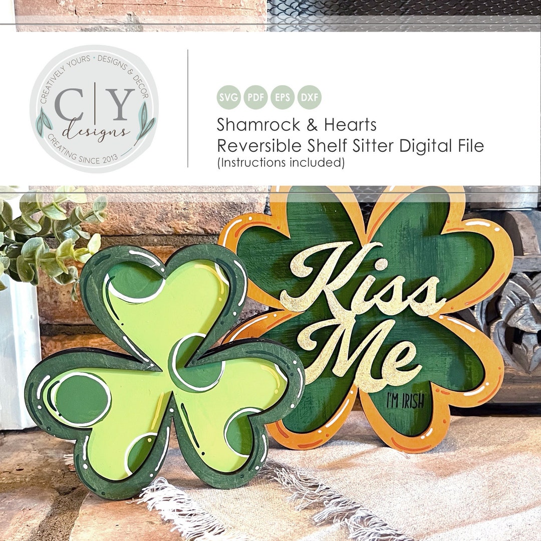 Shamrock SVG, Reversible Shelf Sitter, Digital File, Laser File ...