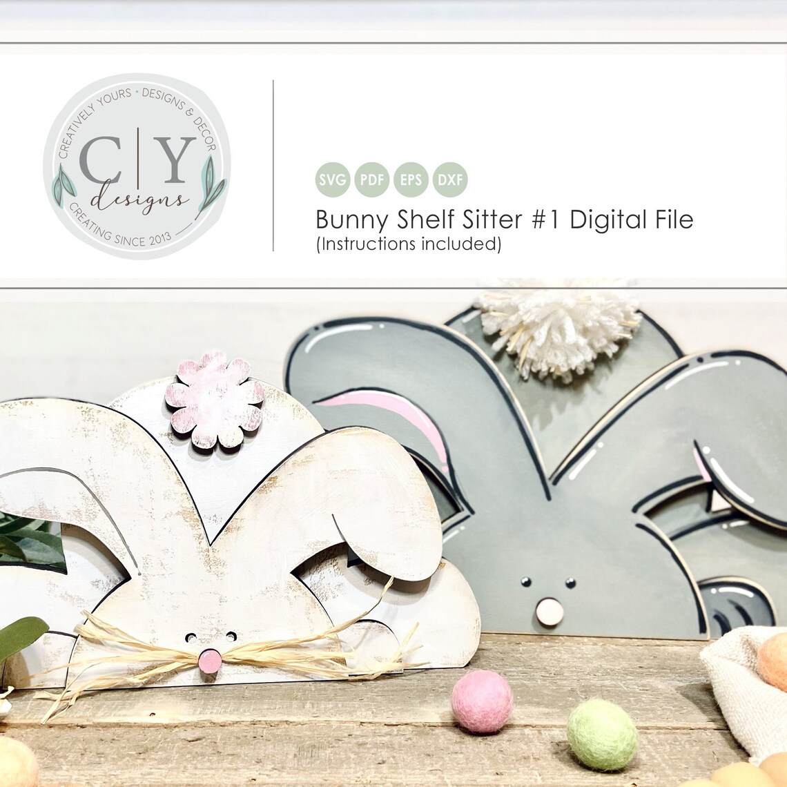 Bunny SVG Shelf Sitter Digital File Laser File - Etsy