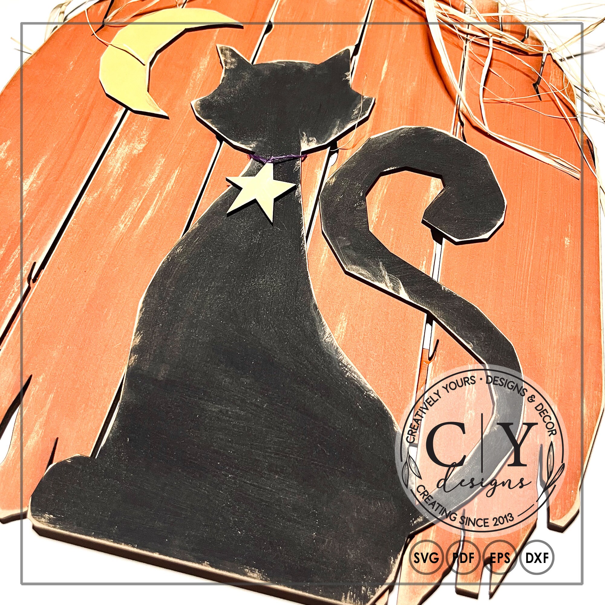 Fall Pumpkin & Black Cat SVG, Digital File, Laser File - Etsy