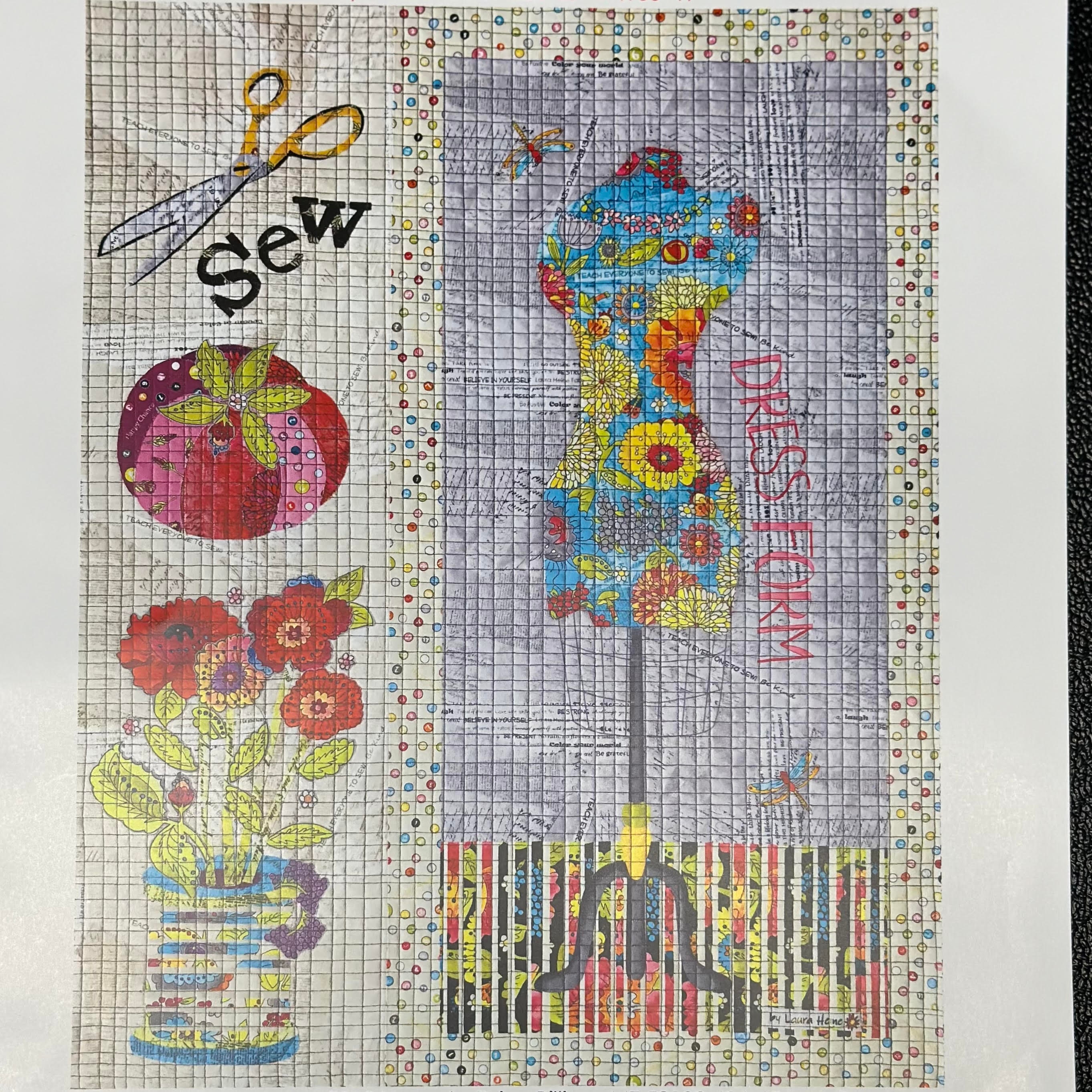 Sew Happy~ Dress Form & Sewing Room Accessories Collage KIT With Laura ...