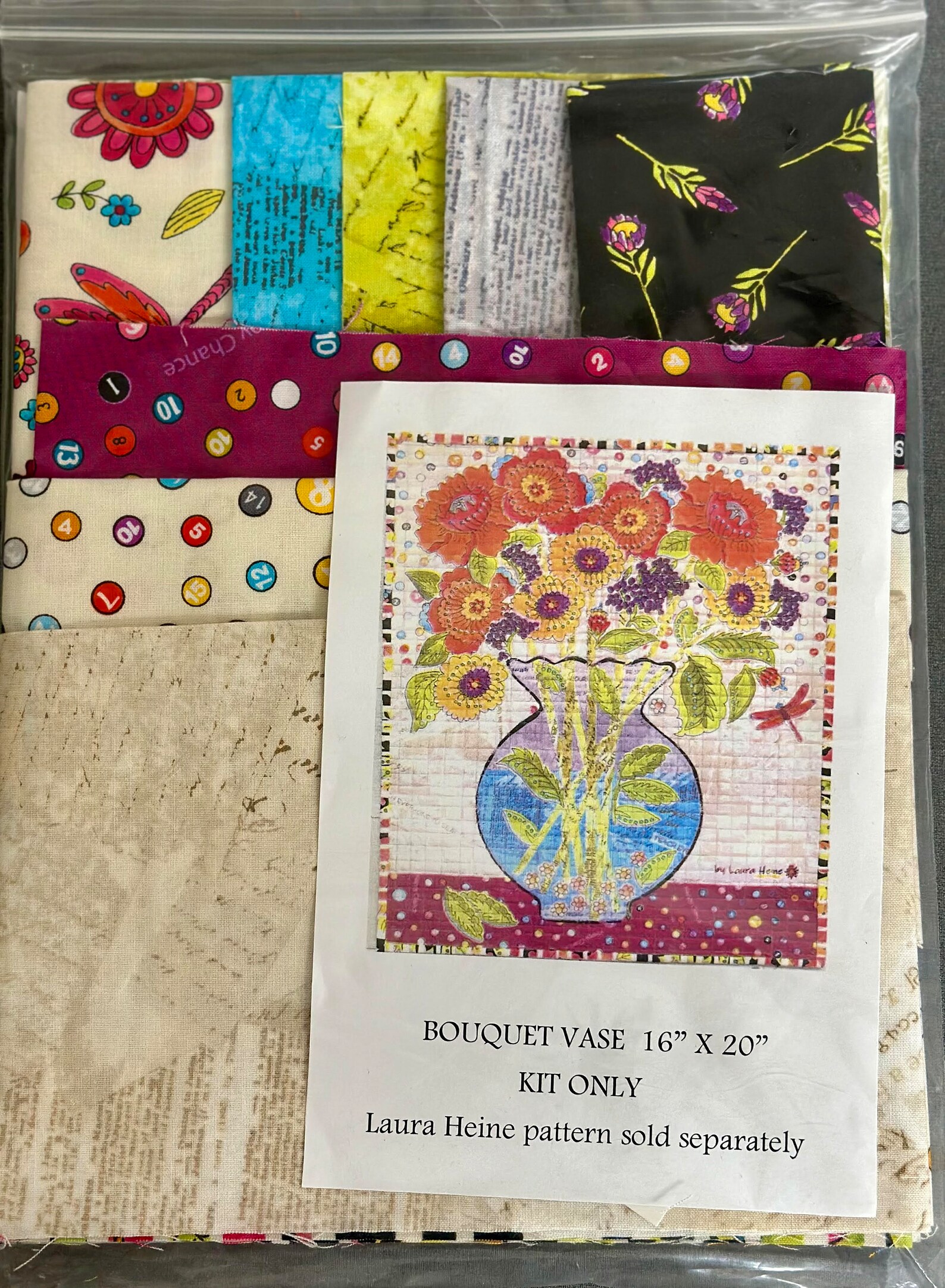 Bouquet Vase Collage KIT ONLY for Laura Heine Pattern, Kit Also ...