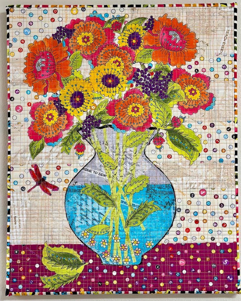 Bouquet Vase~ Collage KIT ONLY for Laura Heine Pattern, Kit Also ...