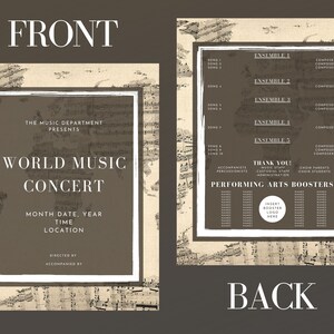 Music Concert Program Canva Template | 2 Pages | Print Size 8.5"x11" - Etsy