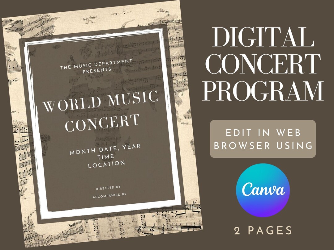 Music Concert Program Canva Template | 2 Pages | Print Size 8.5"x11" - Etsy