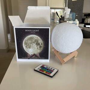 Brand New Moon Lamp With Wood Stand, Charging Cord, Remote, & 16 Color ...