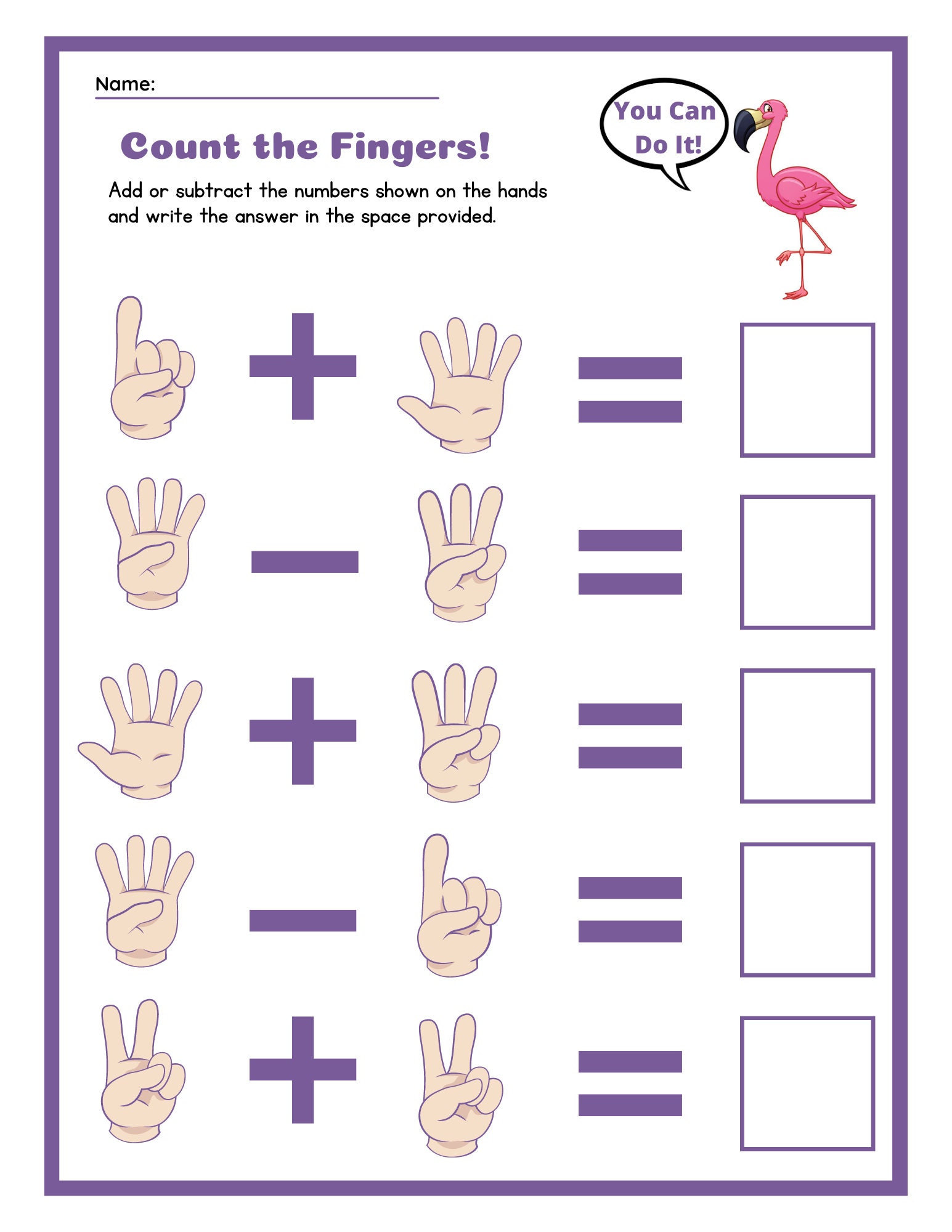 Count the Fingers! - Etsy