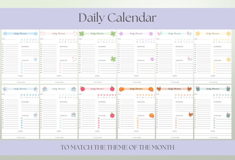 Monthly Themed Calendar Undated Calendar Print at Home - Etsy