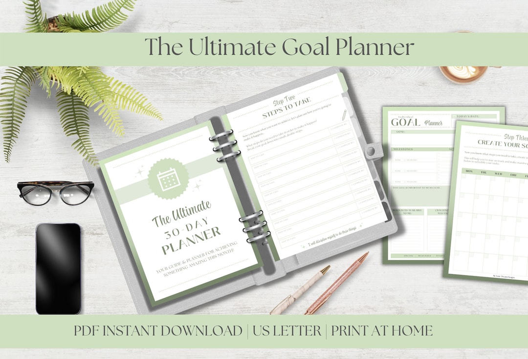 The Ultimate 30 Day Goal Planner | Goal Planner Bundle | PDF Printable ...
