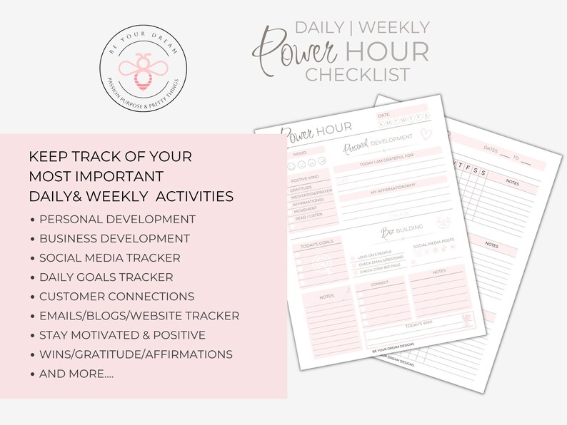 Daily and Weekly Power Hour Tracker for Social Sellers | Direct Sells ...