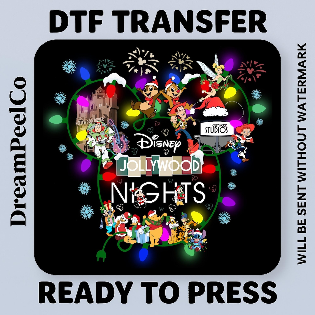 Disney Jollywood Nights DTF Transfer, Hollywood Studios Christmas Print ...