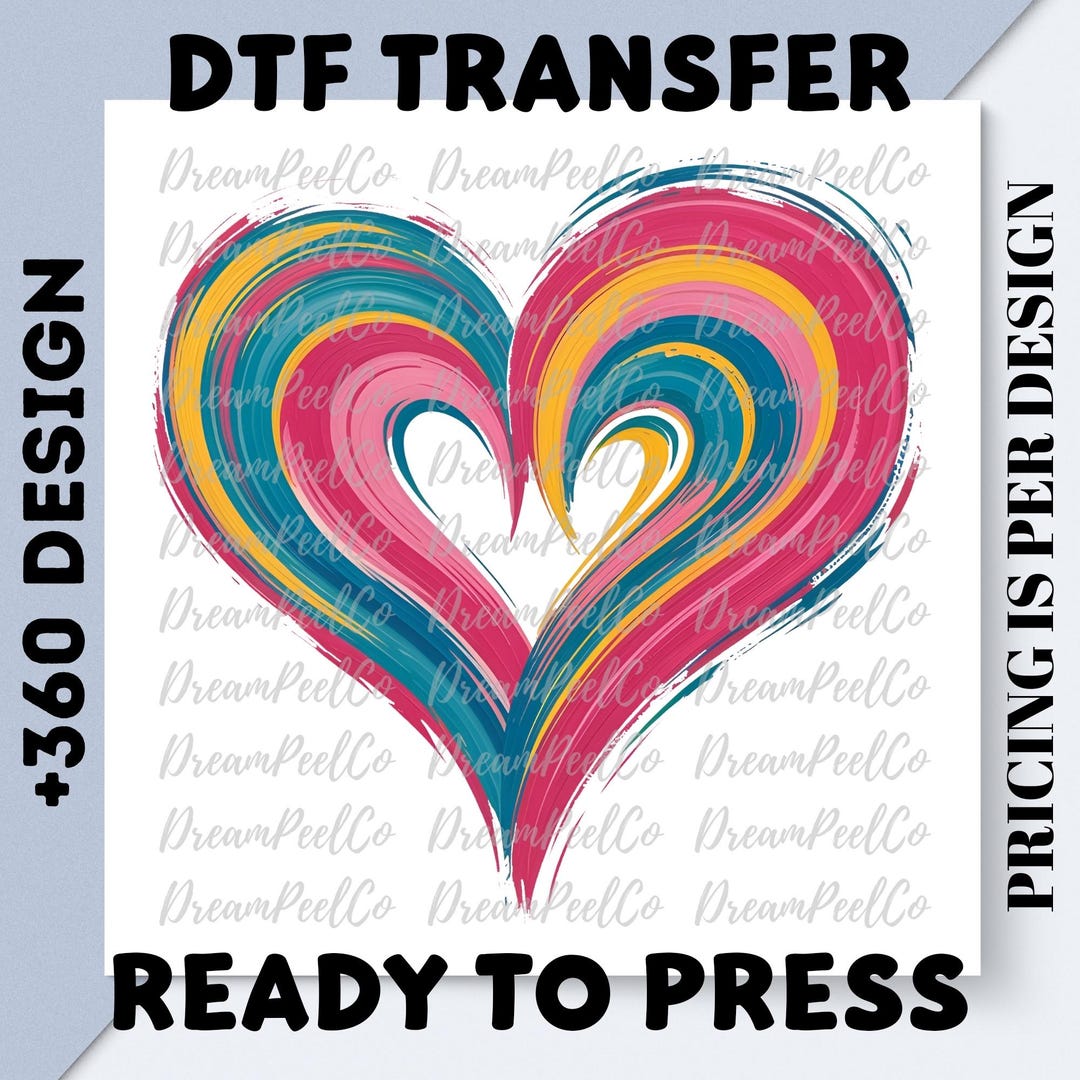 Abstract Colorful Heart DTF Transfer, Brush Stroke Valentine Shirt ...