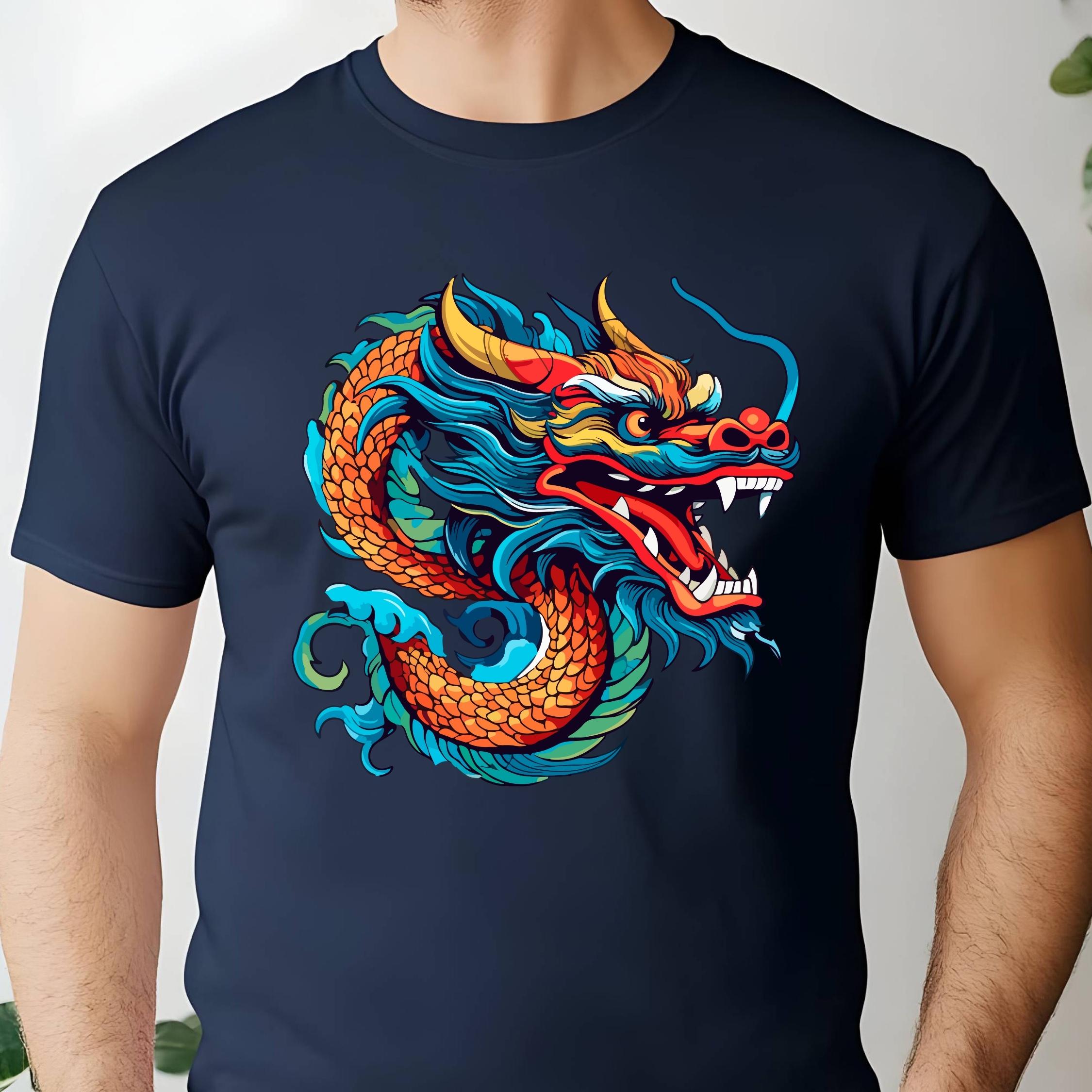 Asian Dragon DTF Transfer, Mens Streetwear Design, Vibrant Color ...