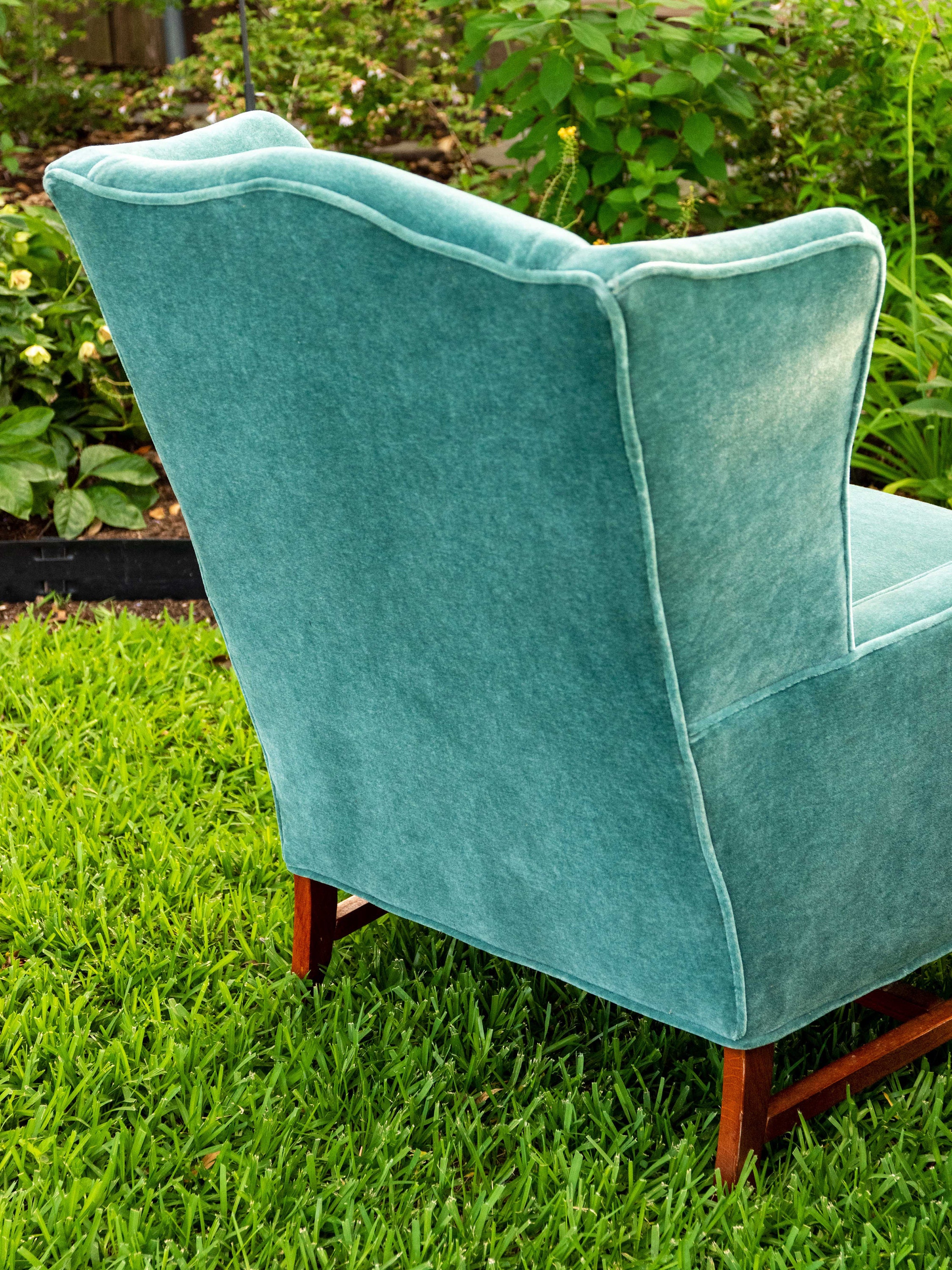 Pair of Wingback Mohair Blue/green Chairs - Etsy