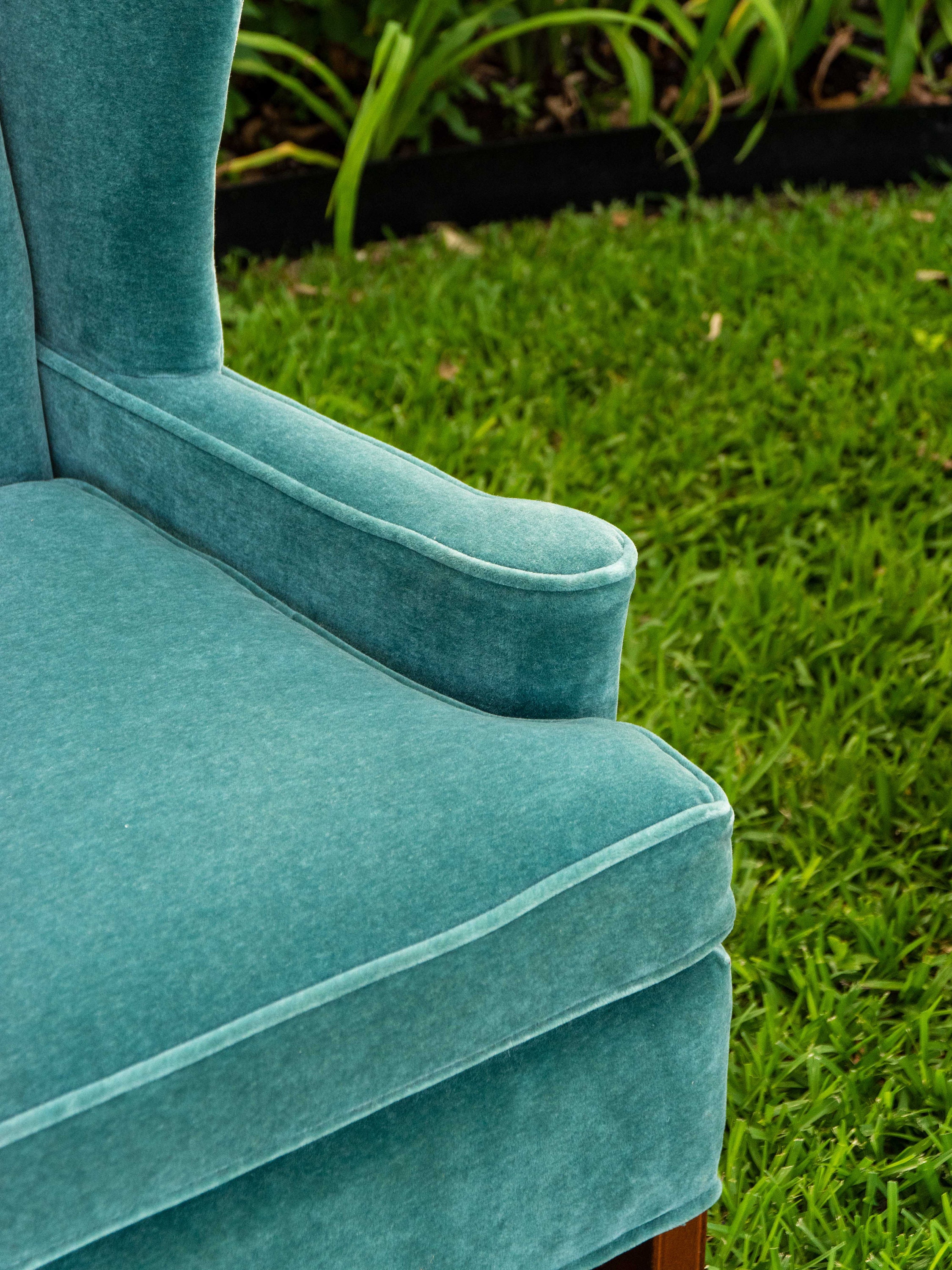 Pair of Wingback Mohair Blue/green Chairs - Etsy