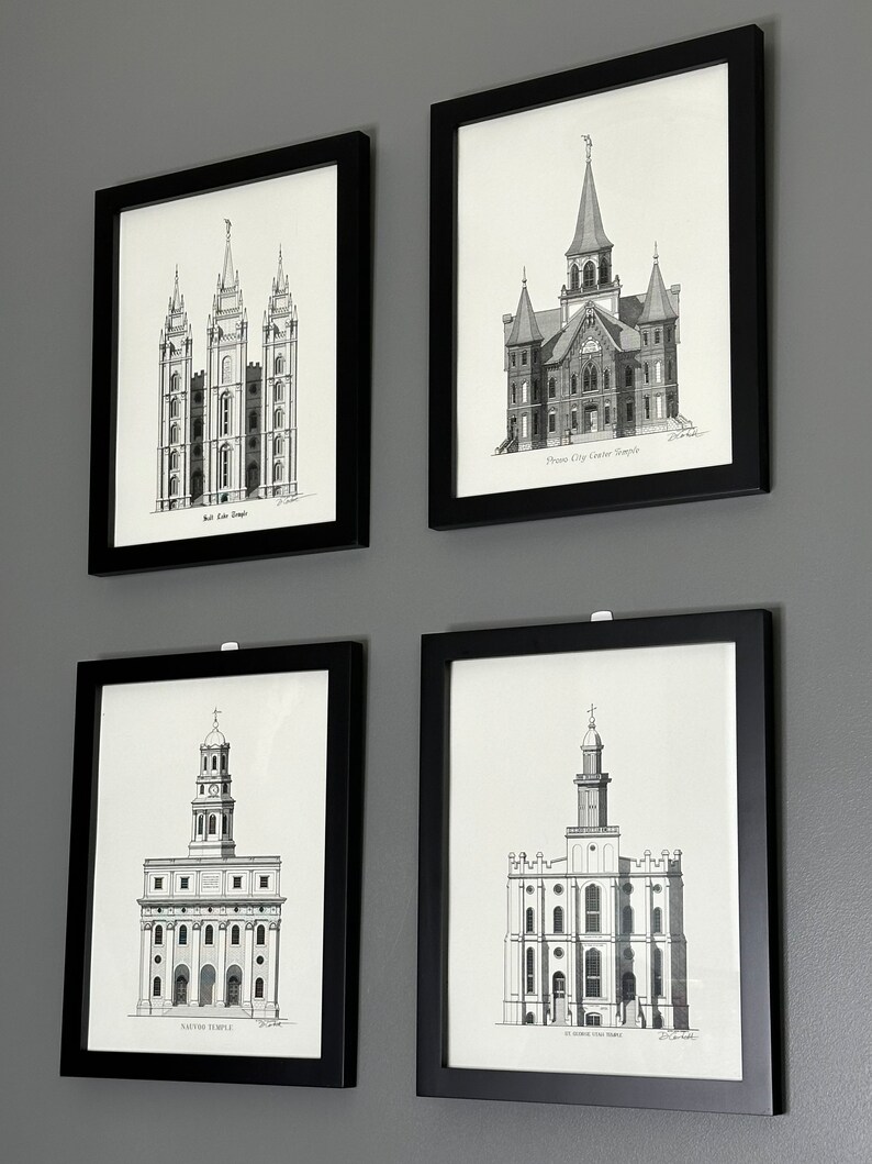 Saint George Temple Wall Art, LDS Art, 11x14, 8x10 Print, Artwork, Pen ...