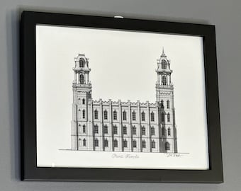 Saint George Temple Wall Art, LDS Art, 11x14, 8x10 Print, Artwork, Pen ...