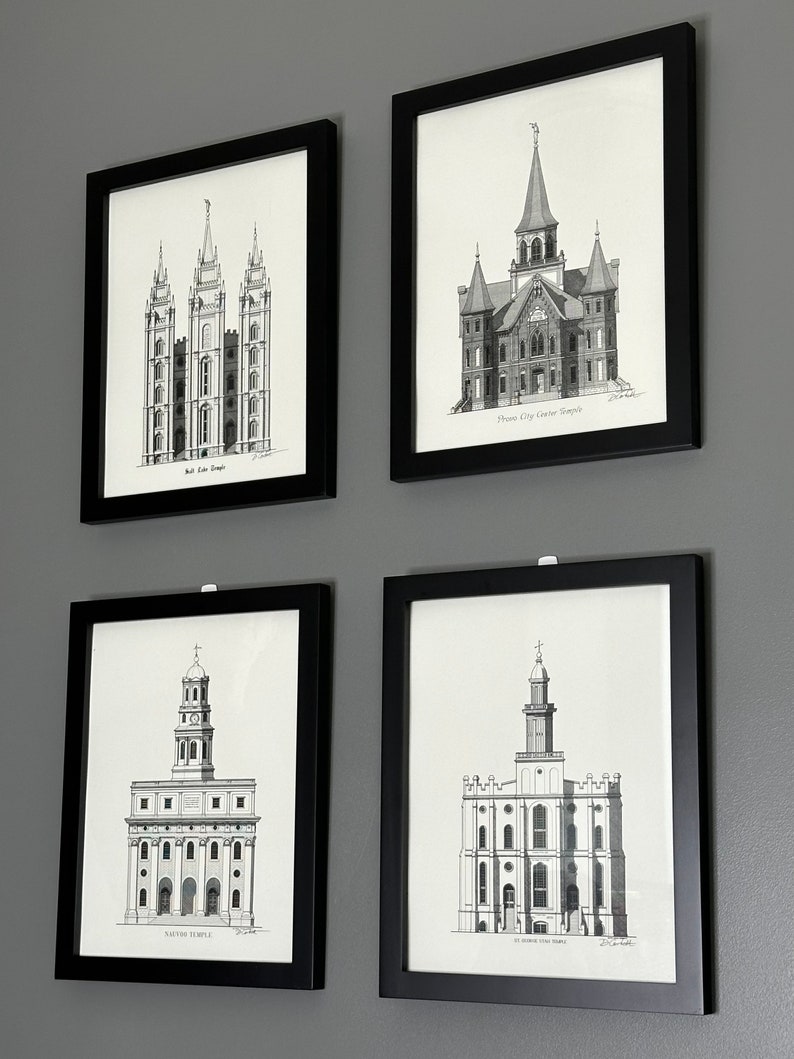 Timpanogos Utah Temple Print – Pen & Ink Drawing on Linen Cardstock, 8× ...