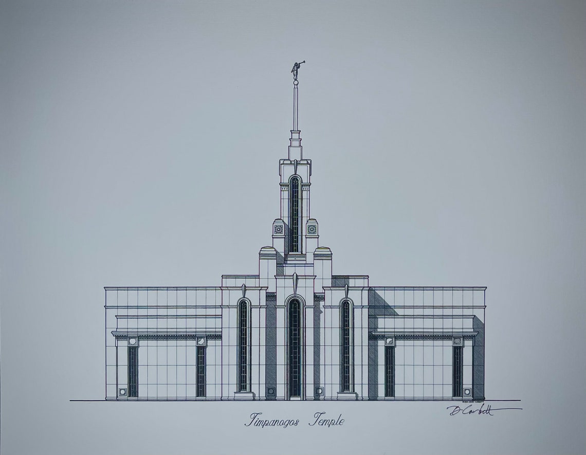 Timpanogos Utah Temple Print – Pen & Ink Drawing on Linen Cardstock, 8× ...