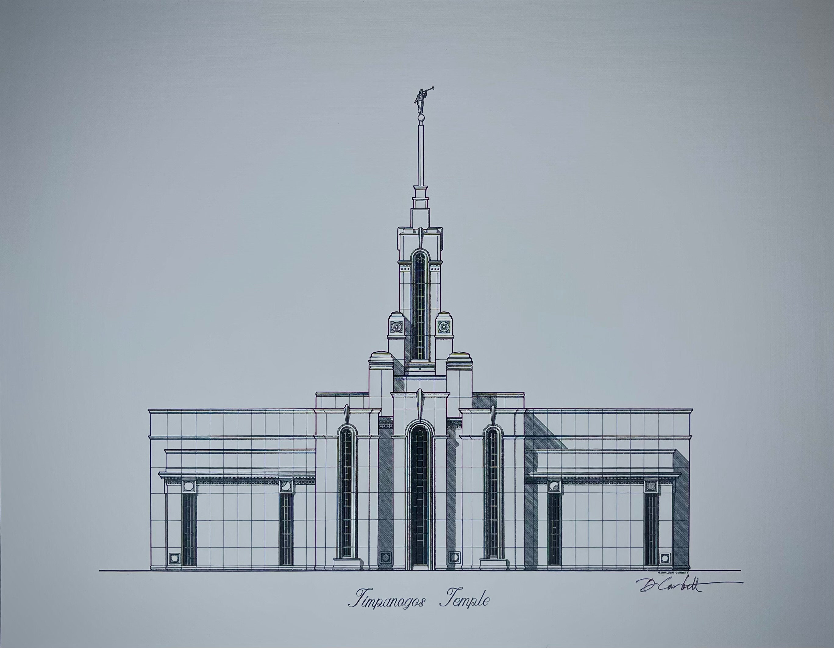 Timpanogos Utah Temple Print – Pen & Ink Drawing on Linen Cardstock, 8× ...