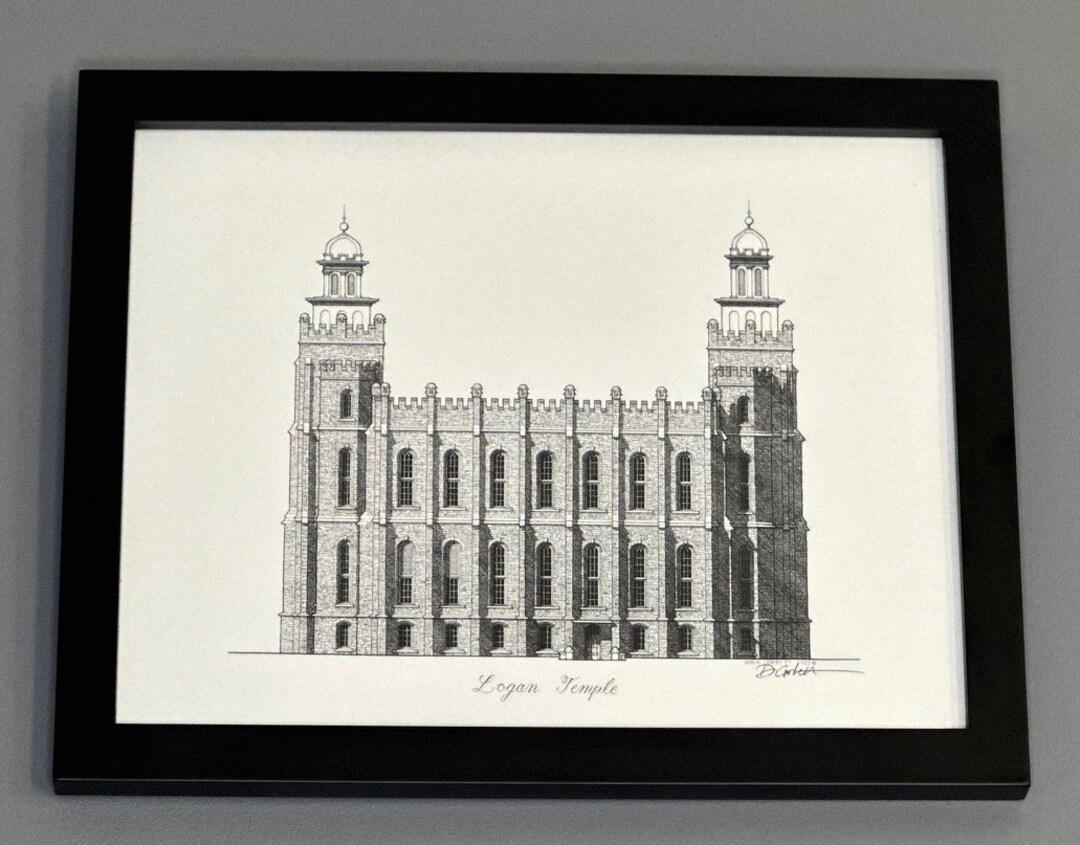 Logan Temple Wall Art, LDS Art, 11x14, 8x10 Print, Artwork, Pen and Ink ...