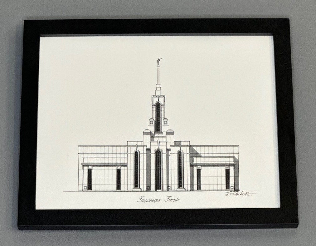 Timpanogos Utah Temple Print – Pen & Ink Drawing on Linen Cardstock, 8× ...