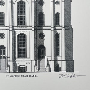 Saint George Temple Wall Art, LDS Art, 11x14, 8x10 Print, Artwork, Pen ...