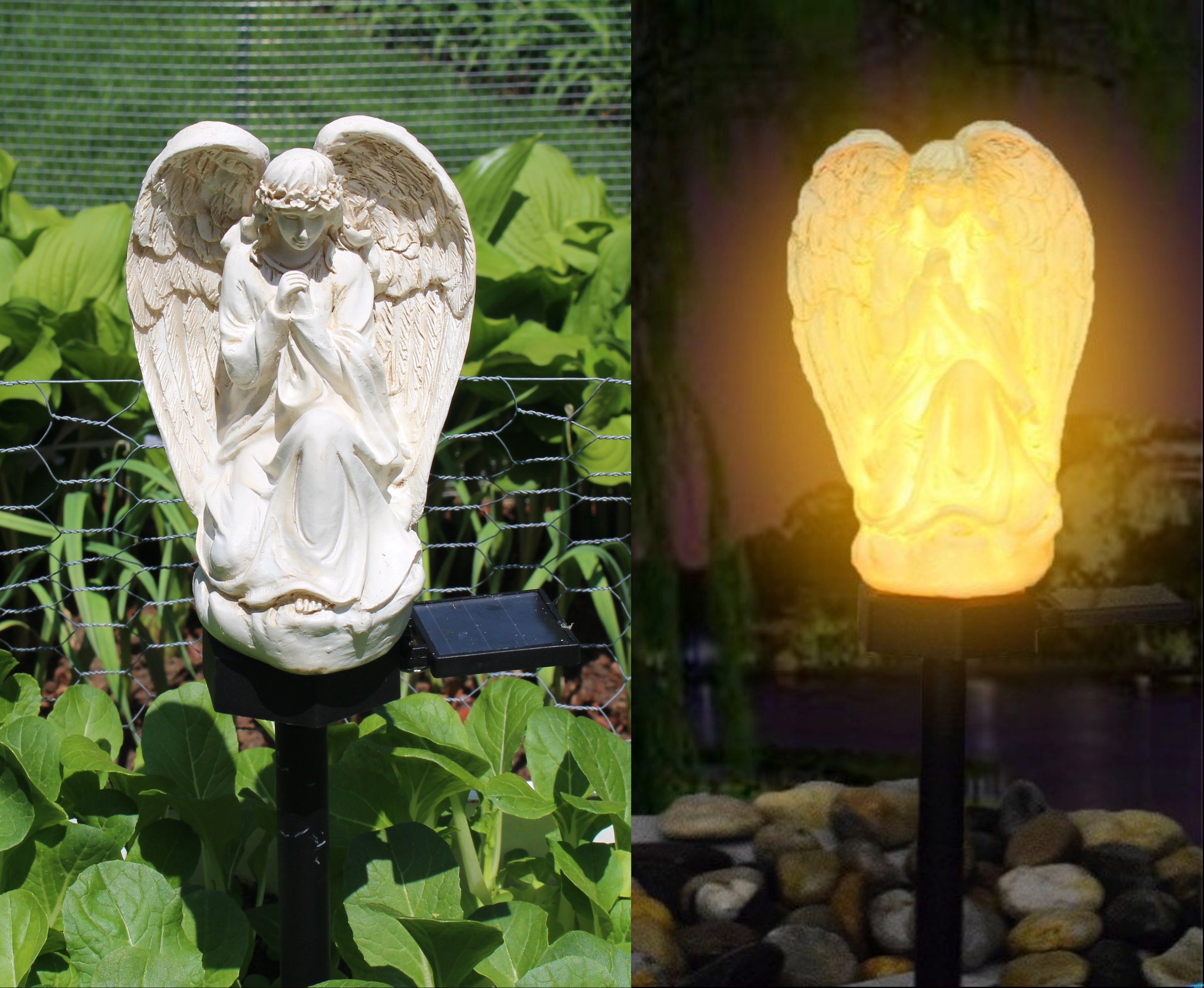 Praying Angel Statue Garden Stake Decoration Solar Waterproof Light ...