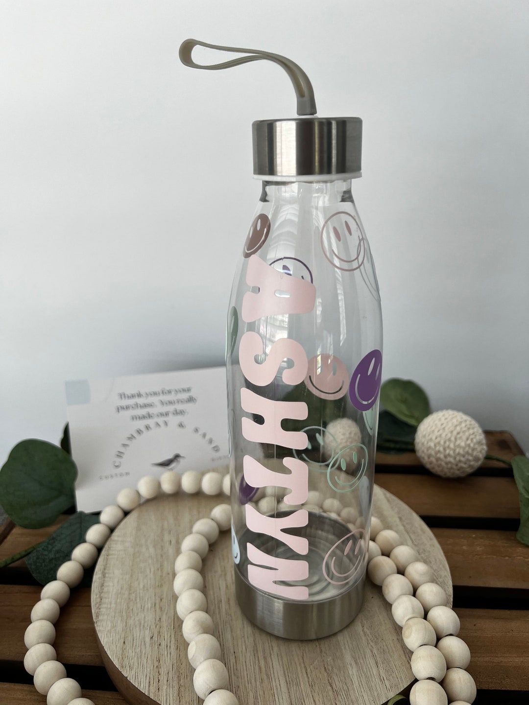 Personalized Smiley Face Water Bottle: Bpa-free Plastic, 22 Oz - Etsy
