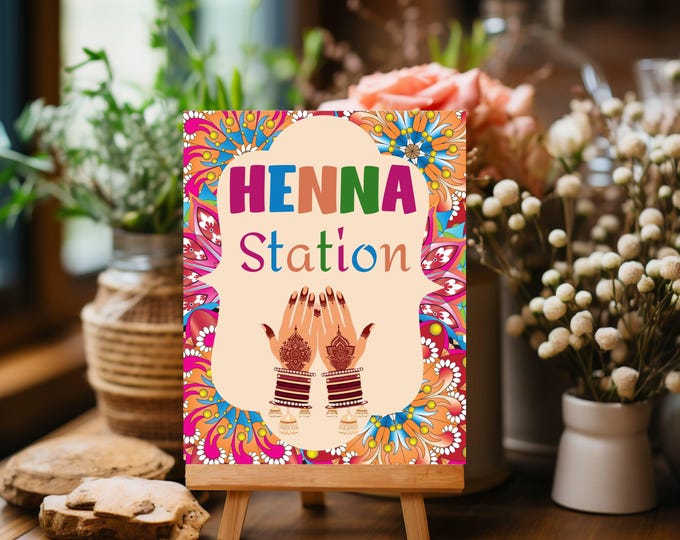 Custom Henna Station Sign: Mehndi Party Decor (digital Download) | Boho ...