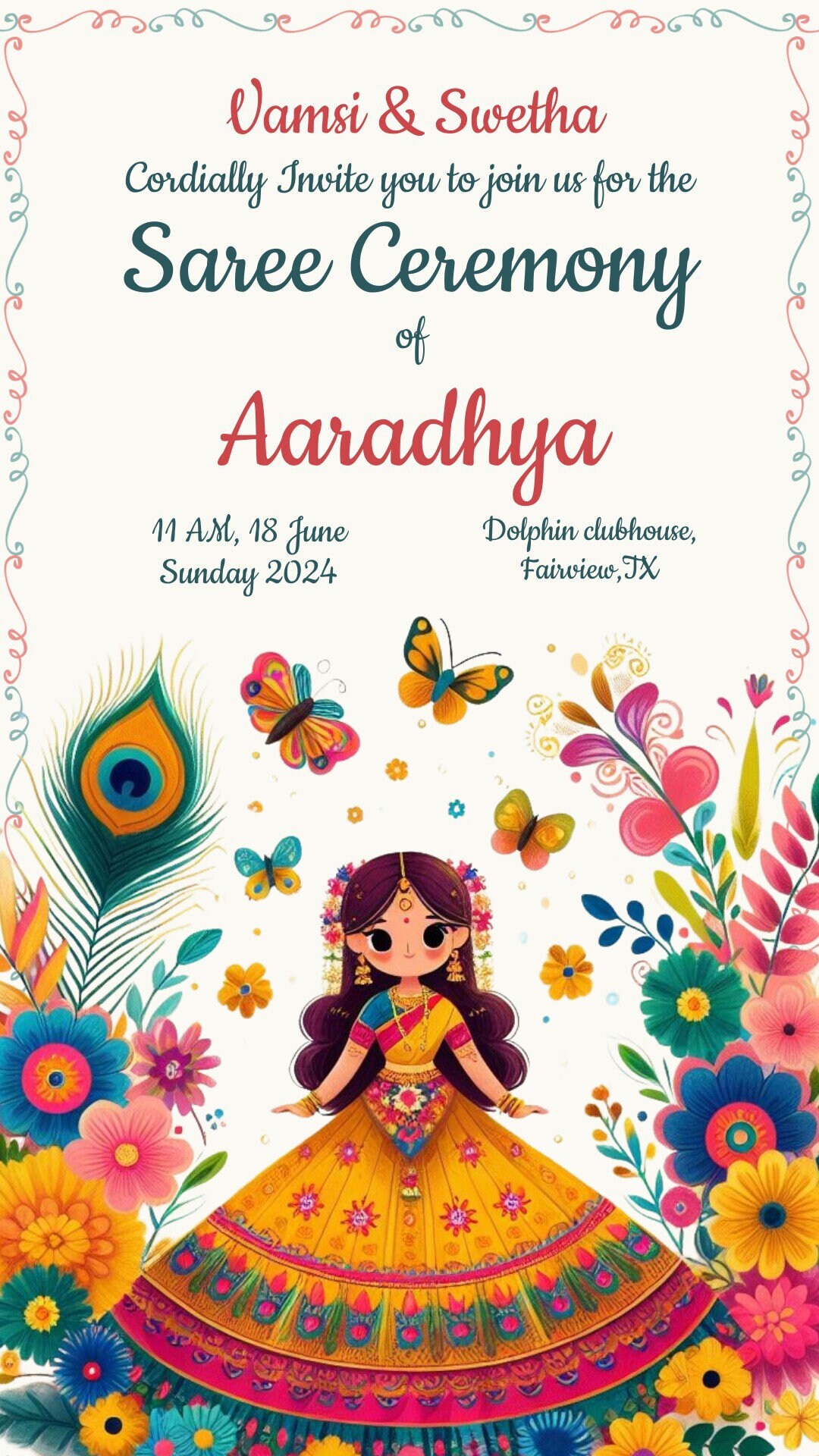 Pattu Pavadai Ceremony Mobile Invite,voni Function as Watsapp,half ...