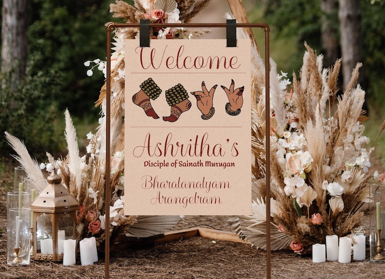 Arangetram Welcome Sign for Indian Dancer, Rangapravesha Welcome Board ...