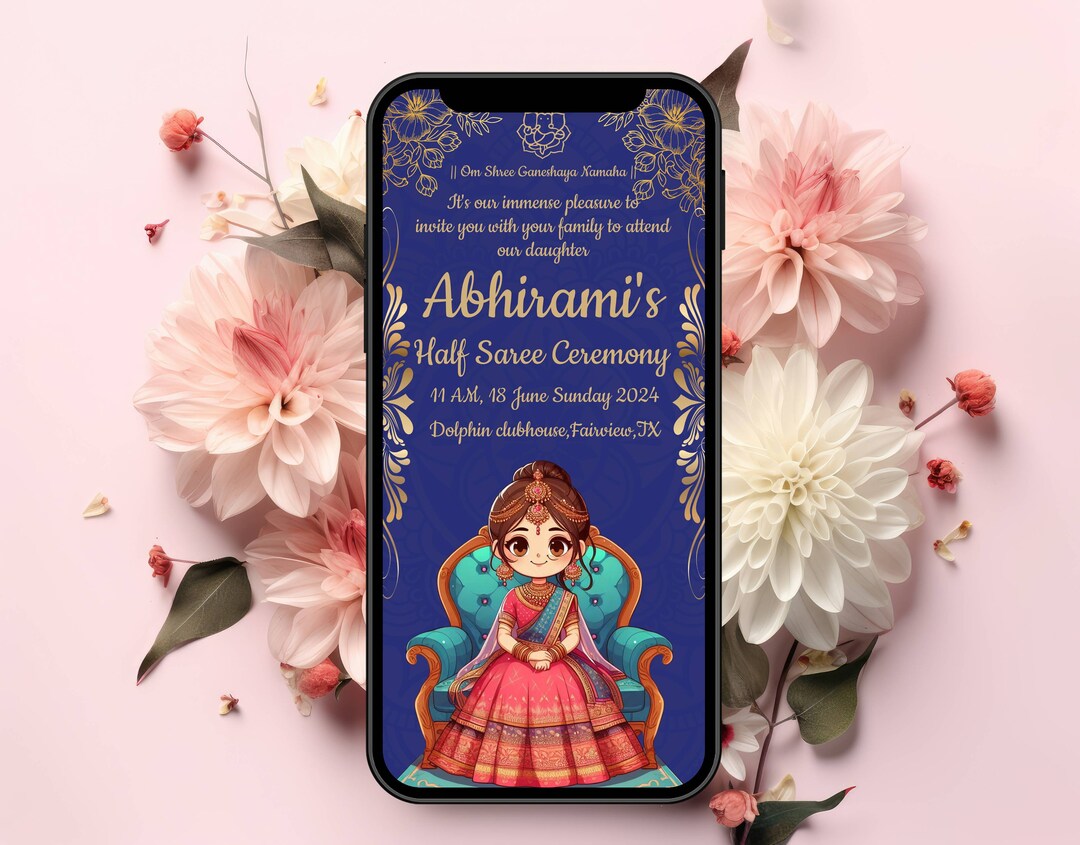 Half Saree Ceremony Mobile Invitation,langa Voni Invitation,voni ...