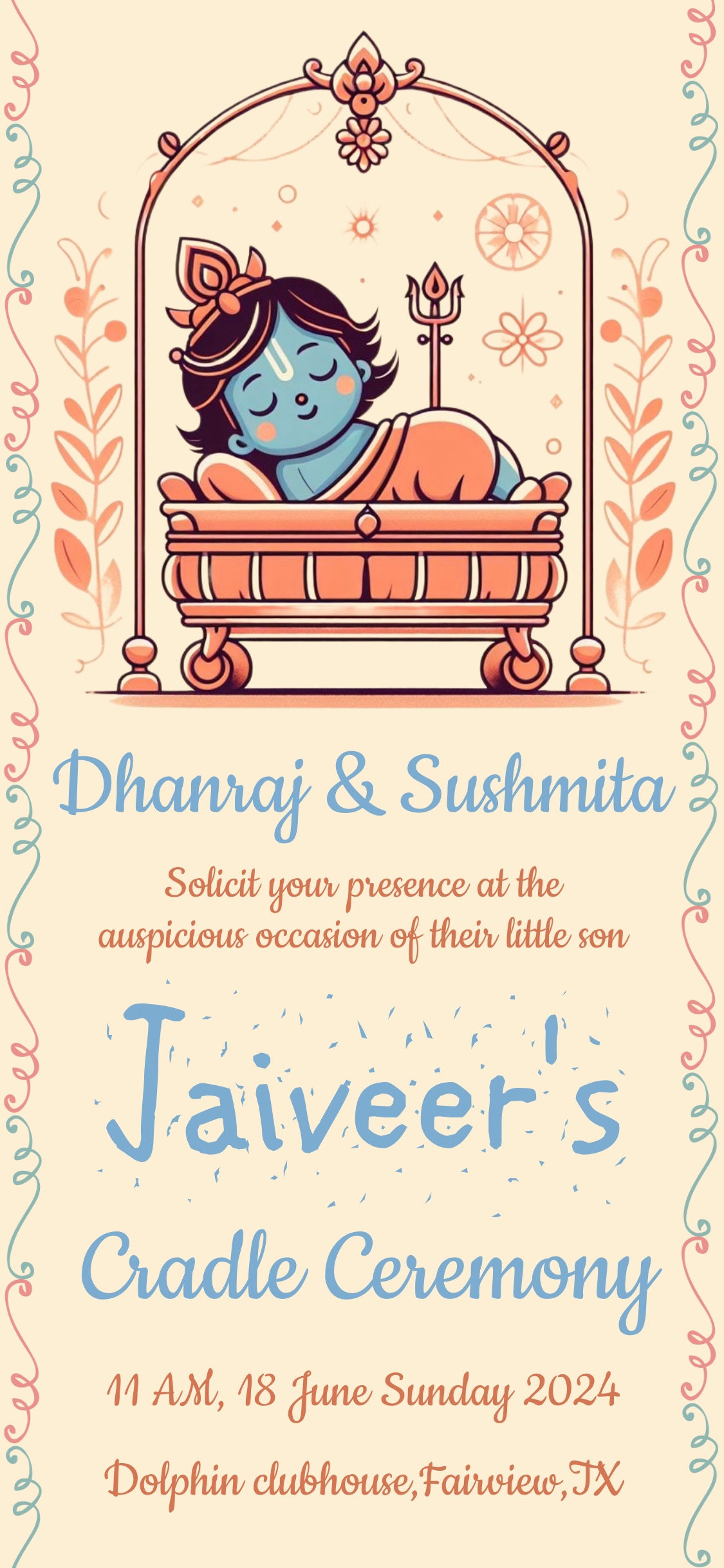 Baby Cradle Ceremony Mobile Invitation, Naming Ceremony for Indian Baby ...