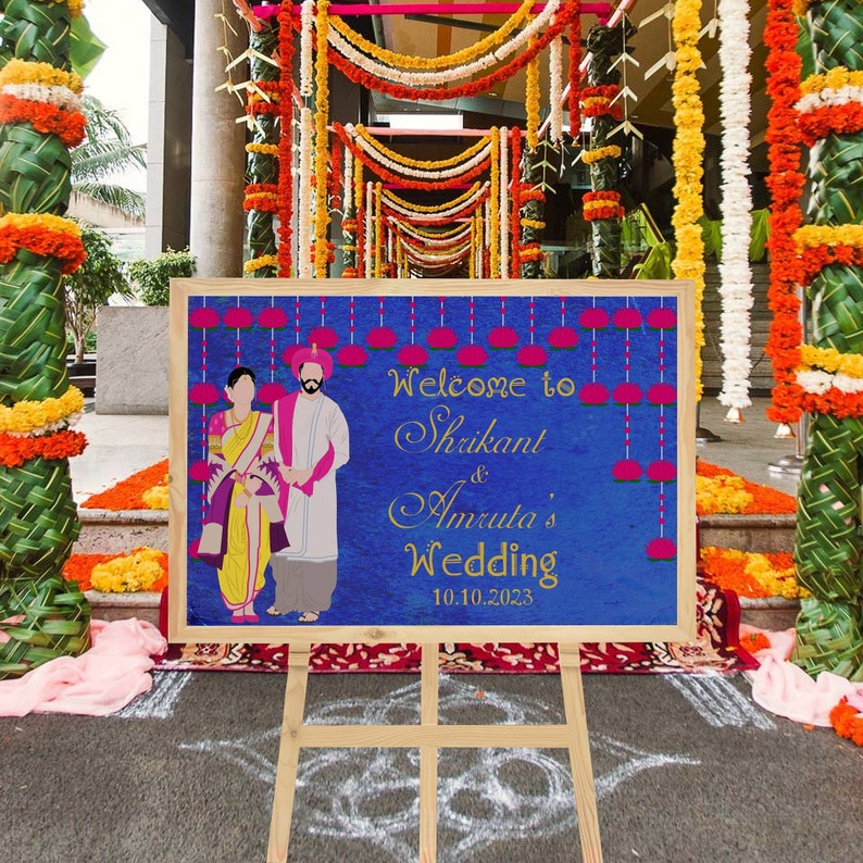 Maharashtrian Wedding Welcome Sign, Indian Wedding Welcome Board for ...
