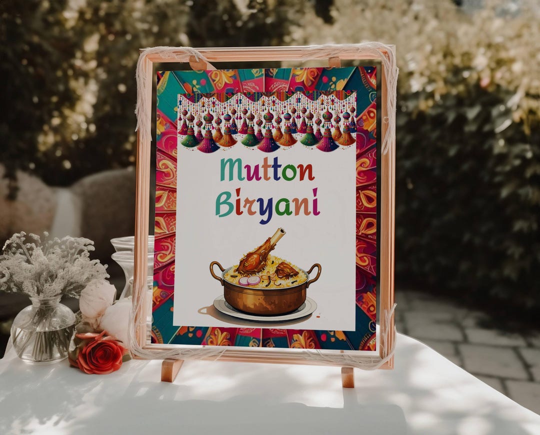 Mutton Lamb Goat Biryani Table Sign| Indian Wedding Food Sign||instant ...
