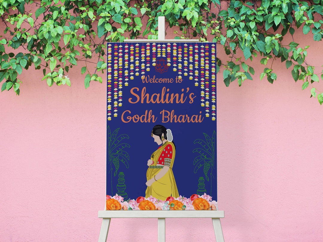 Seemantham Baby Shower Poster, Indian Baby Shower Welcome Sign for ...